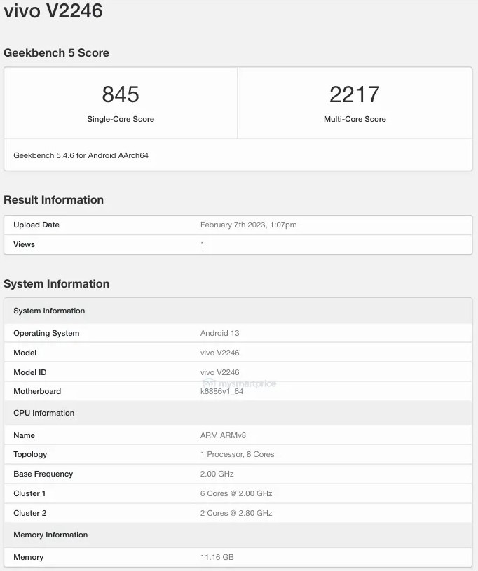 Vivo V27 ถูกเทสบน Geekbench ยืนยันใช้ RAM 12GB รัน Android และชิปใหม่ ...